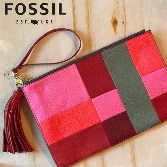 Fossil | Bags | Fossil Wristlet Bright Patchwork | Poshmark